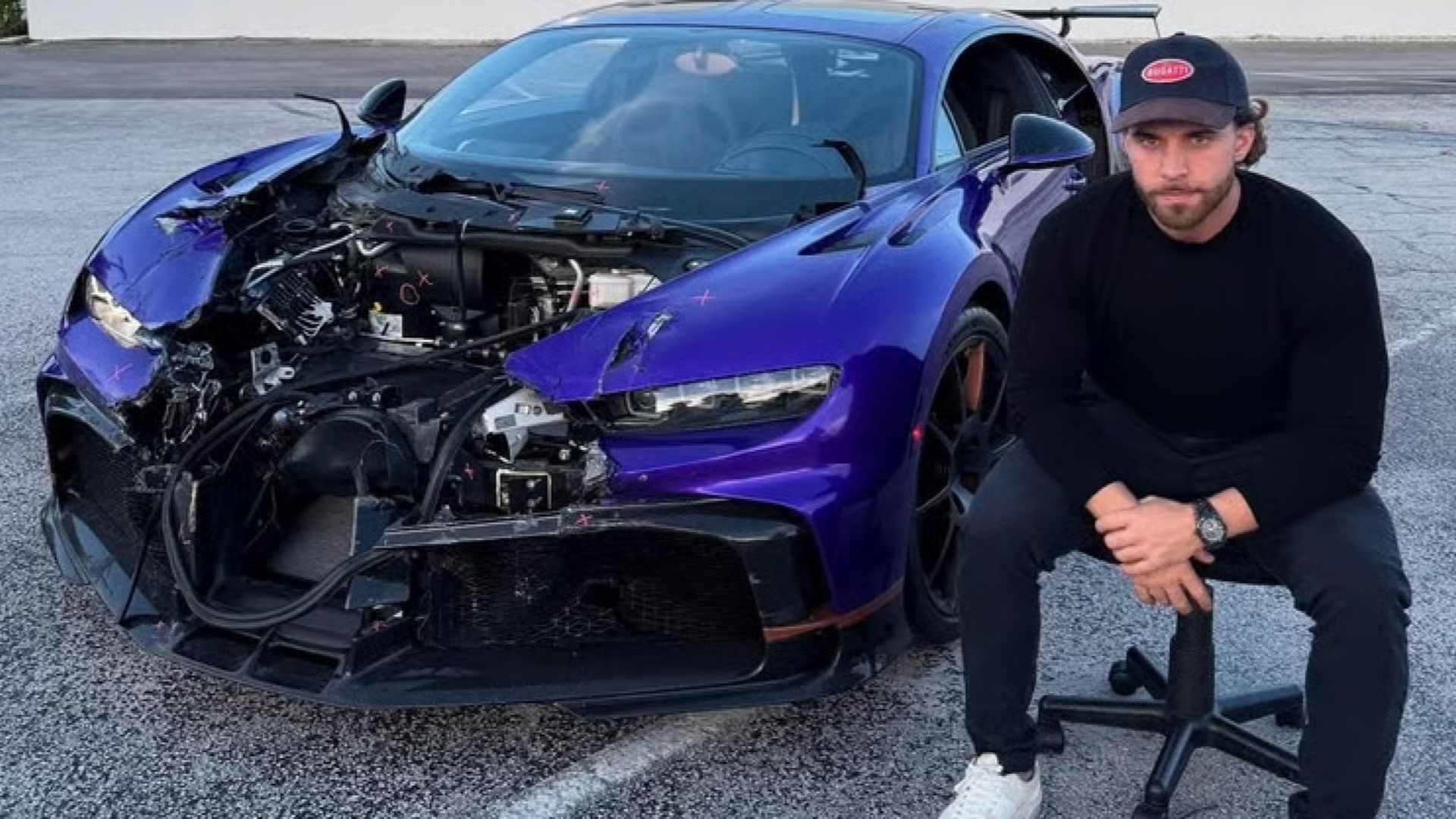 Influencer’s $4 Million Bugatti Chiron Totaled and Sitting at Junkyard ...